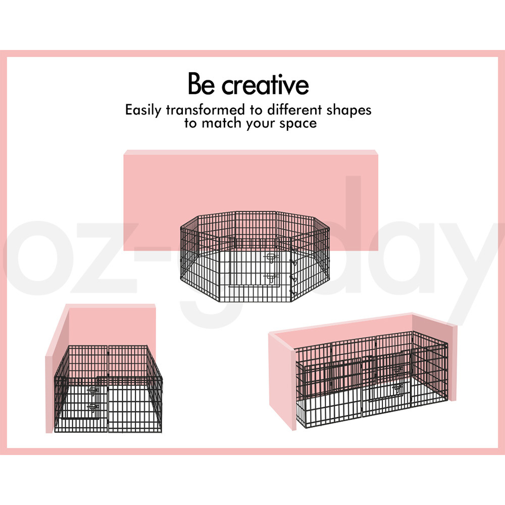 BEASTIE Dog Playpen Pet Cage Enclosure Foldable Puppy Fence Metal ...
