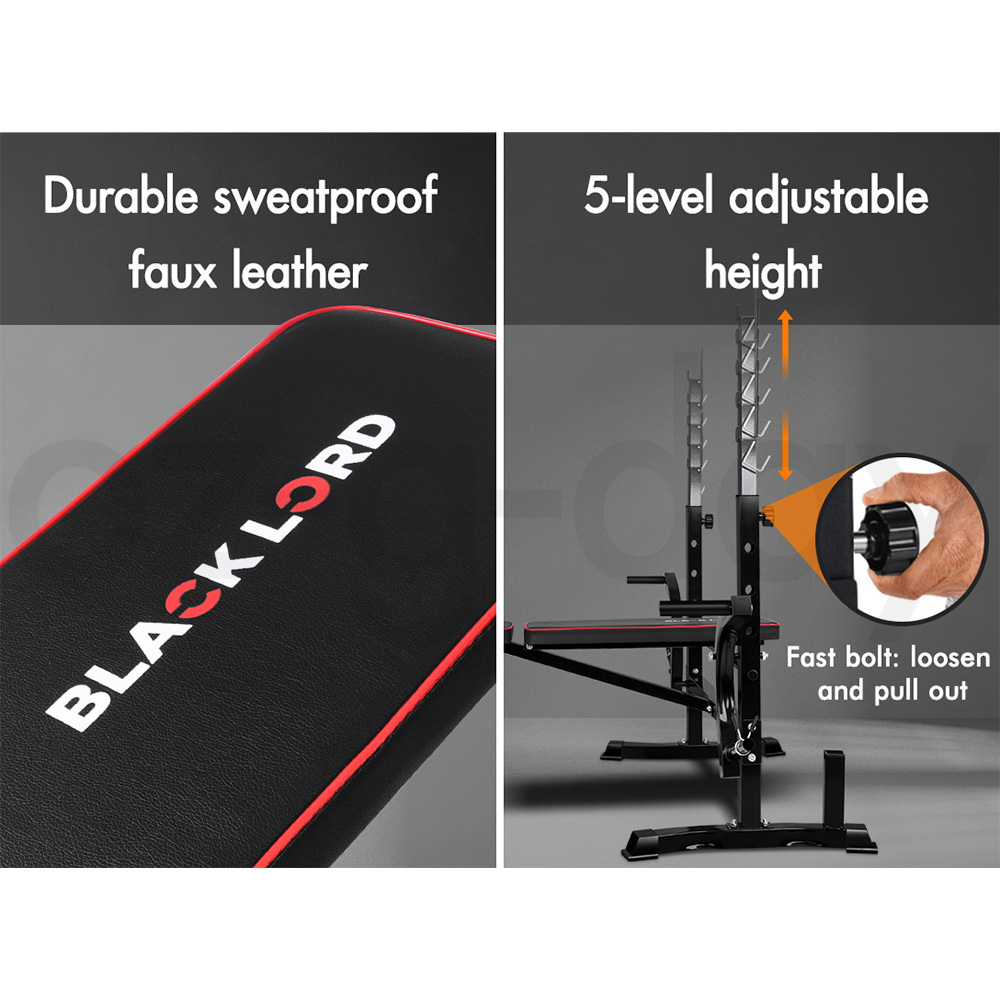 BLACK LORD Weight Bench Power Tower Squat Rack Sit-up Multi-Station ...