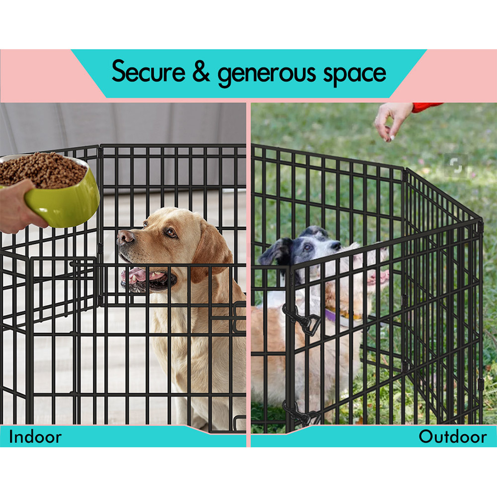 BEASTIE Dog Playpen Pet Cage Enclosure Foldable Puppy Fence Metal ...