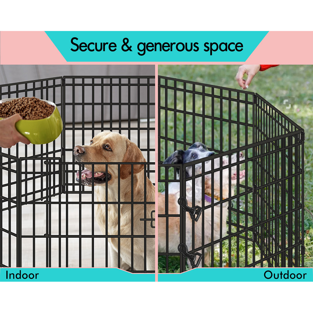 BEASTIE Dog Playpen Pet Cage Enclosure Foldable Puppy Fence Metal ...