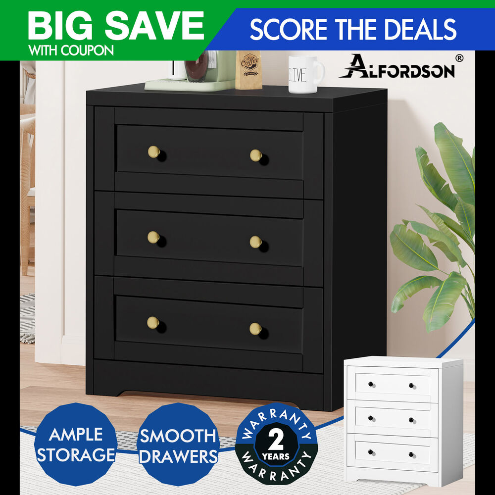 ALFORDSON Chest of Drawers Storage Cabinet Hamptons 3 Drawer